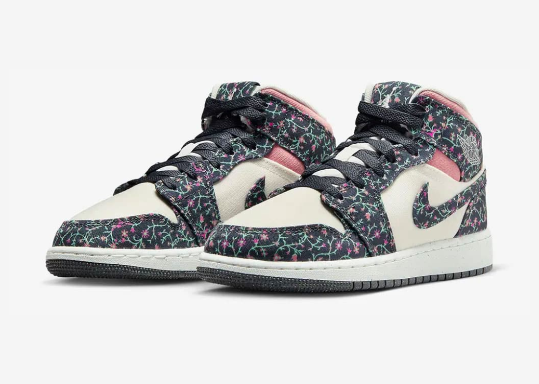 Nike Air Jordan 1 Mid SE GS "Floral Canvas" | sneaker_release