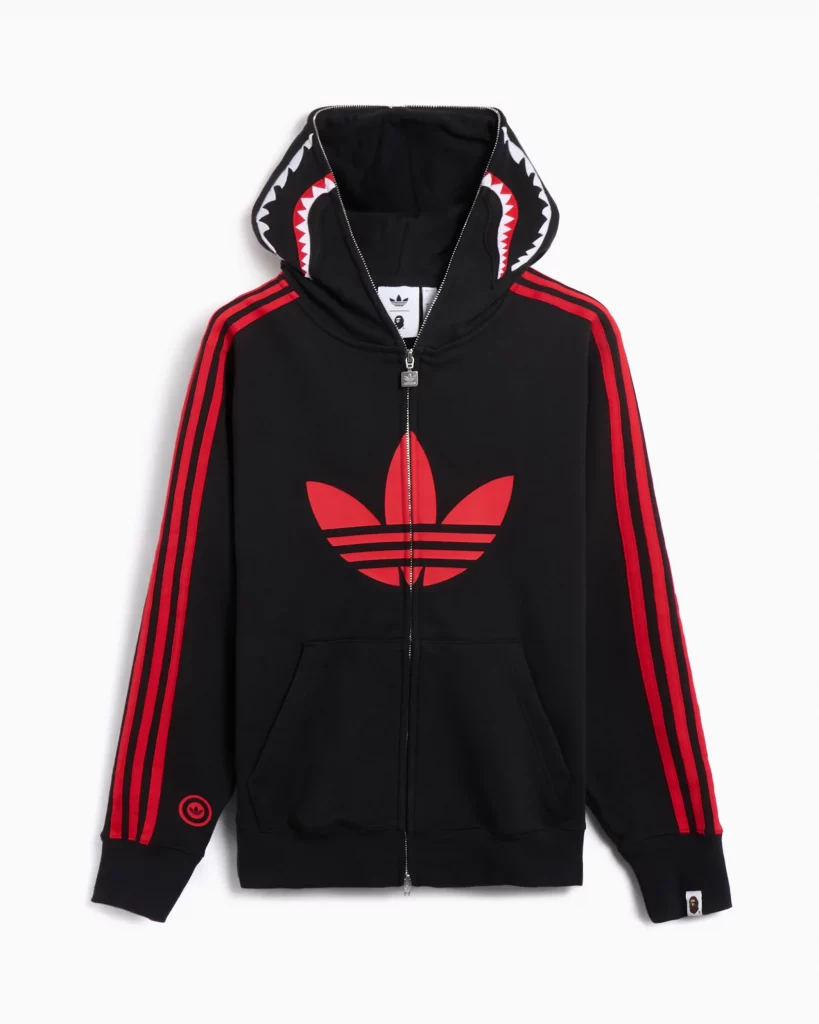 BAPE x Adidas Shark Hooded Track Top Black Red | Sneaker Release